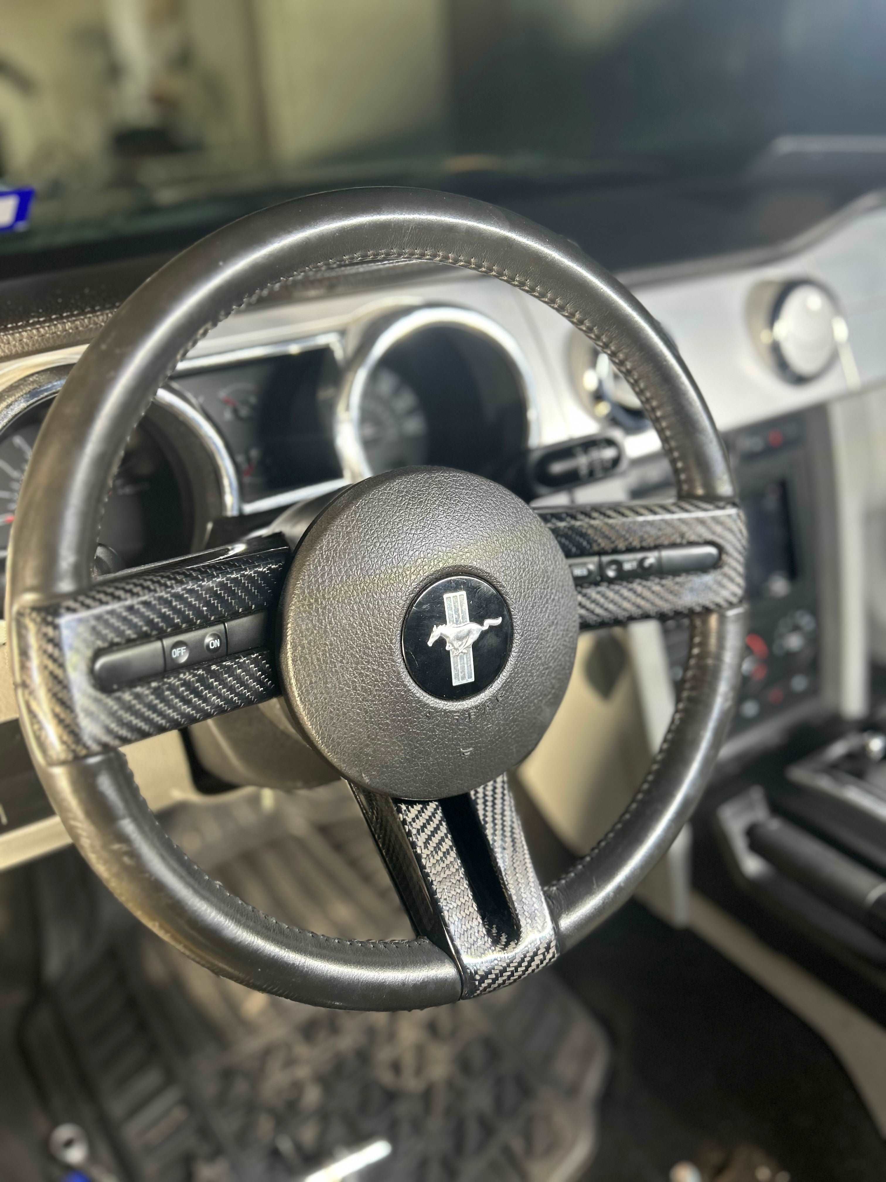 2005-2009 Mustang Carbon Fiber Steering Inserts - TRUFIBER – TRUFIBER.COM